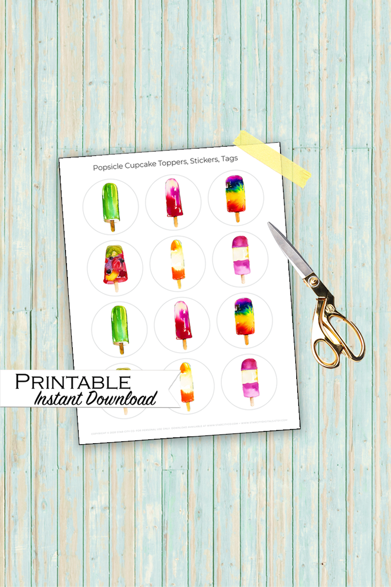 Popsicle Cupcake Toppers Printable - Digital Download – StarCityCo